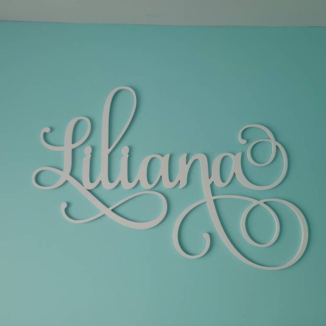 Custom Wooden Name Sign Cutout - Liliana Name Cutout Script Wall ...
