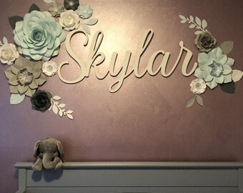 Elegant Girl Wooden Name Sign Cutout Wall Hanging Letters Nursery Name ...