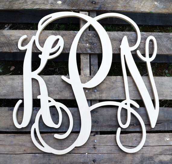 Wooden Monogram Wall Letters Unpainted, 60% OFF