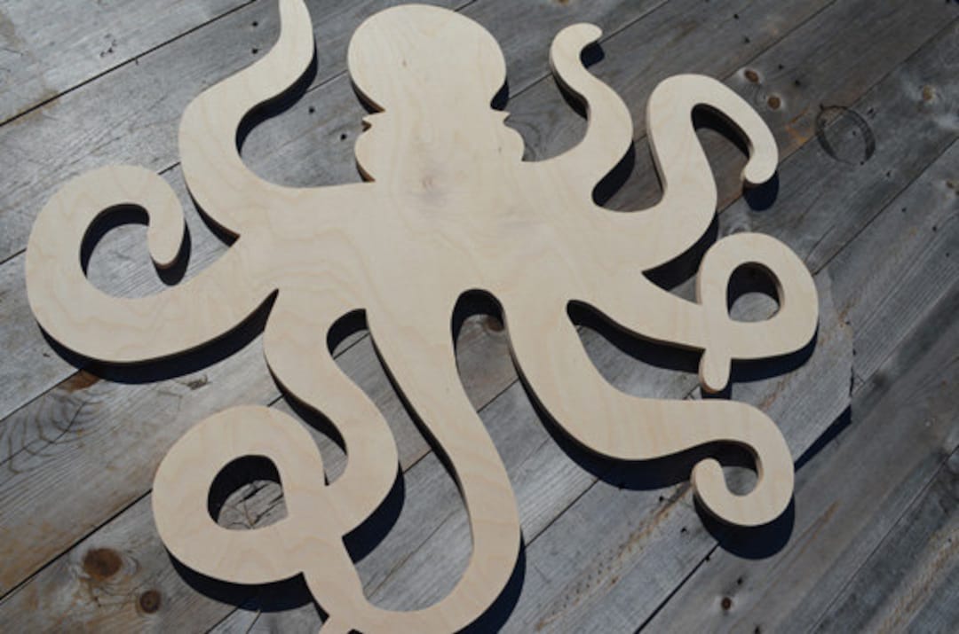 Wooden Shapes Wooden Octopus Art Nautical Decor Beach Wall Art ...