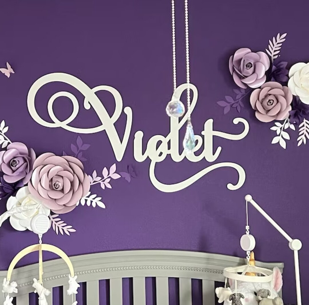 Violet Nursery Name - Wooden Name Sign - Crib Wall Hanging Letters ...