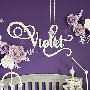 Violet Nursery Name - Wooden Name Sign - Crib Wall Hanging Letters ...