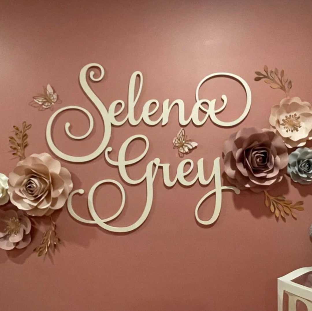 First and Middle Large Wooden Name Sign Cutout Unpainted Name Script ...