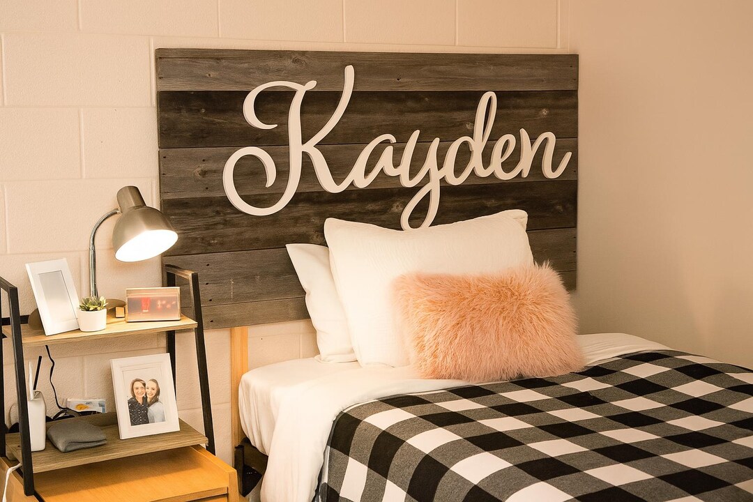 Dorm Room Name Sign - Large Wooden Name Sign Personalized Gift - Script ...