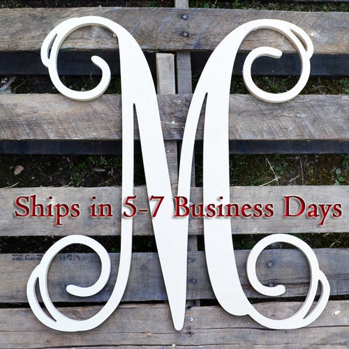 Vine Script Letters Large Wooden Letter Door Hanger Nursery | Etsy