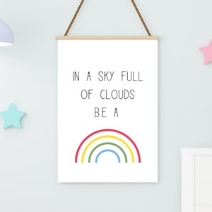 In a Sky Full of Clouds Be a Rainbow Rainbow Art Kids Room - Etsy