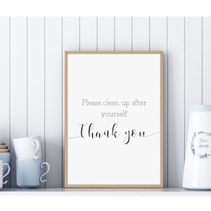 Please Clean up After Yourself, Clean up Sign, Break Room Sign, Kitchen ...