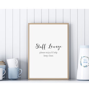 Staff Lounge Sign, Office Wall Art, Office Art, Office Signs, Staff ...