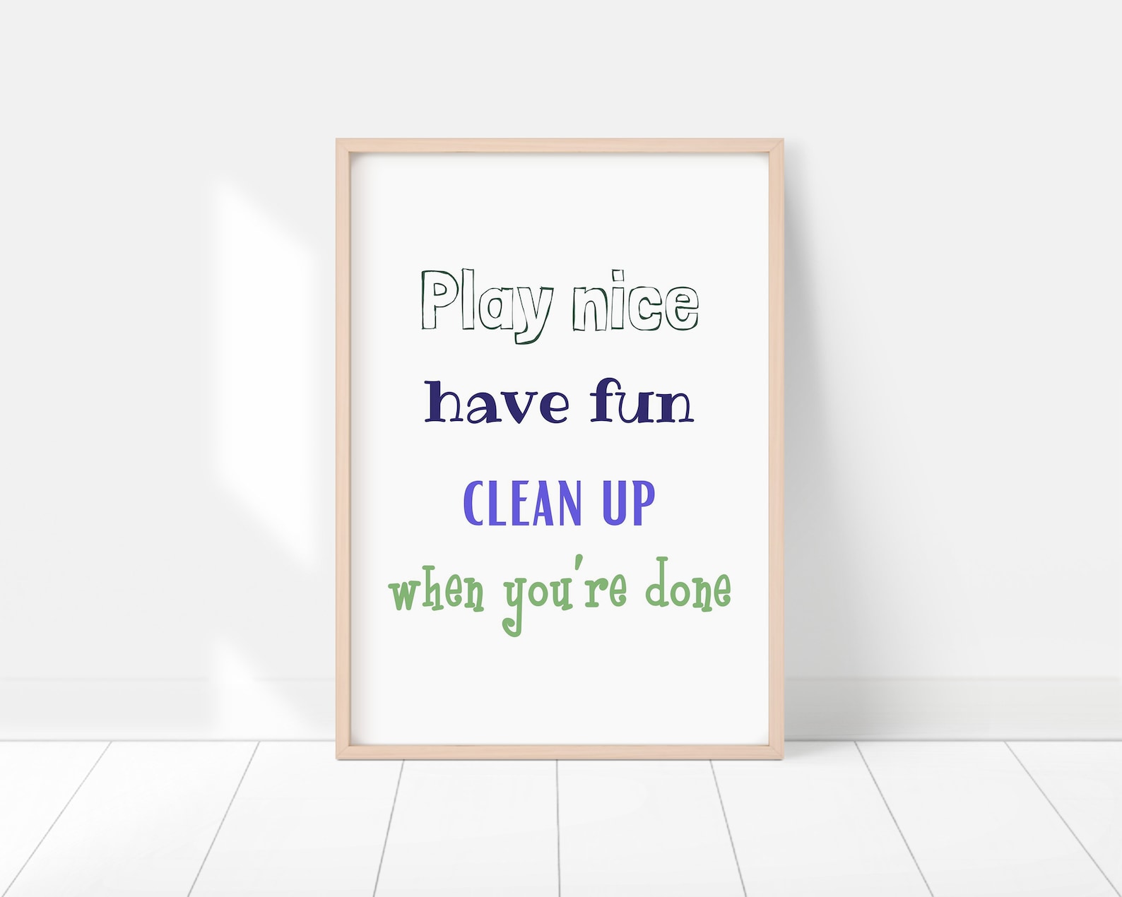 Play Nice Have Fun Clean up When You're Done, Playroom Sign, Playroom ...