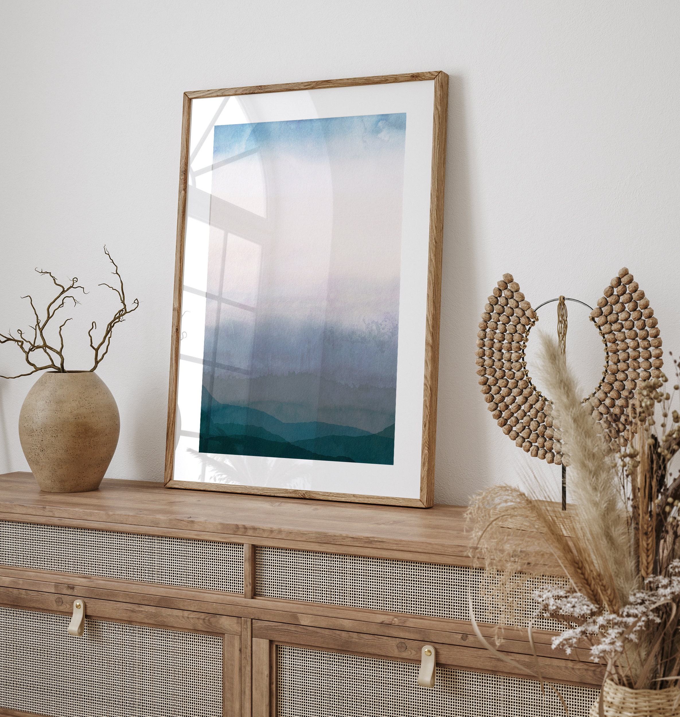 Blue Mountain Mist, Blue Mist Painting, Abstract Art, Dark Blue and ...