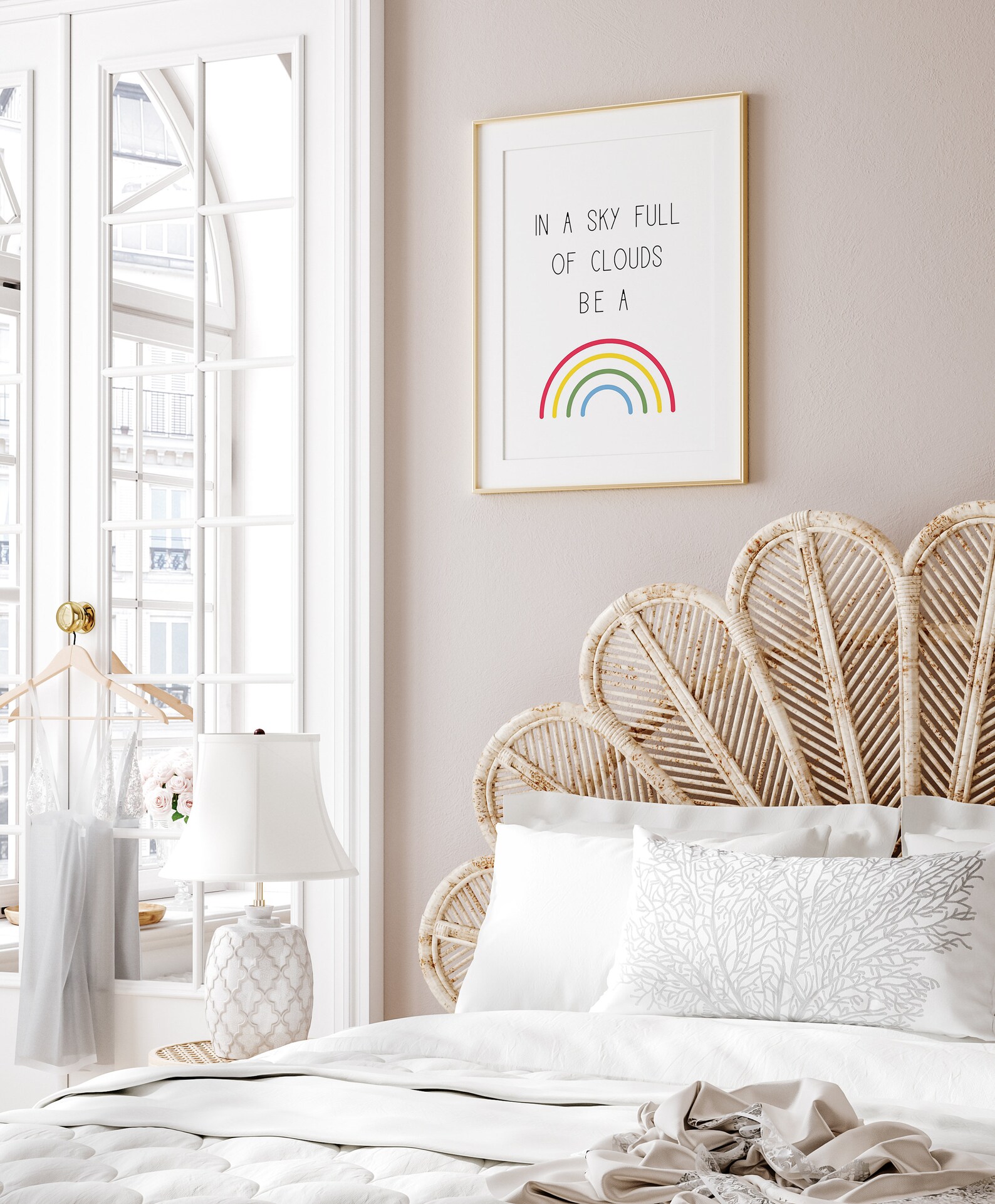 In a Sky Full of Clouds Be a Rainbow, Rainbow Art, Kids Room Decor ...