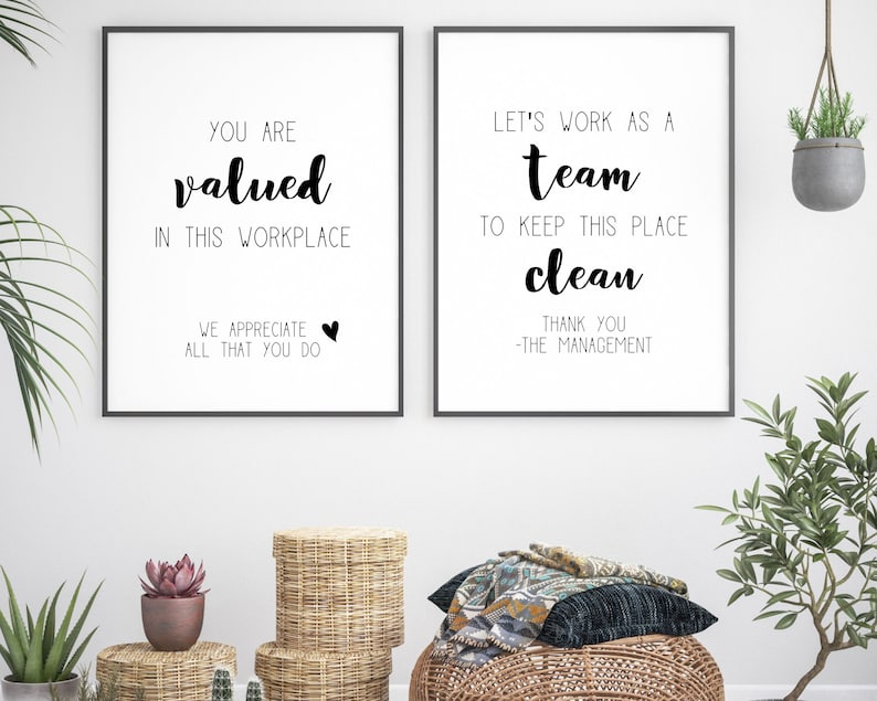 Set of 2 Breakroom Art, Office Wall Art, Office Art, Set of 2 Office ...