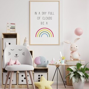 In a Sky Full of Clouds Be a Rainbow, Rainbow Art, Kids Room Decor ...
