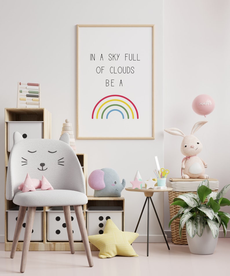 In a Sky Full of Clouds Be a Rainbow Rainbow Art Kids Room - Etsy