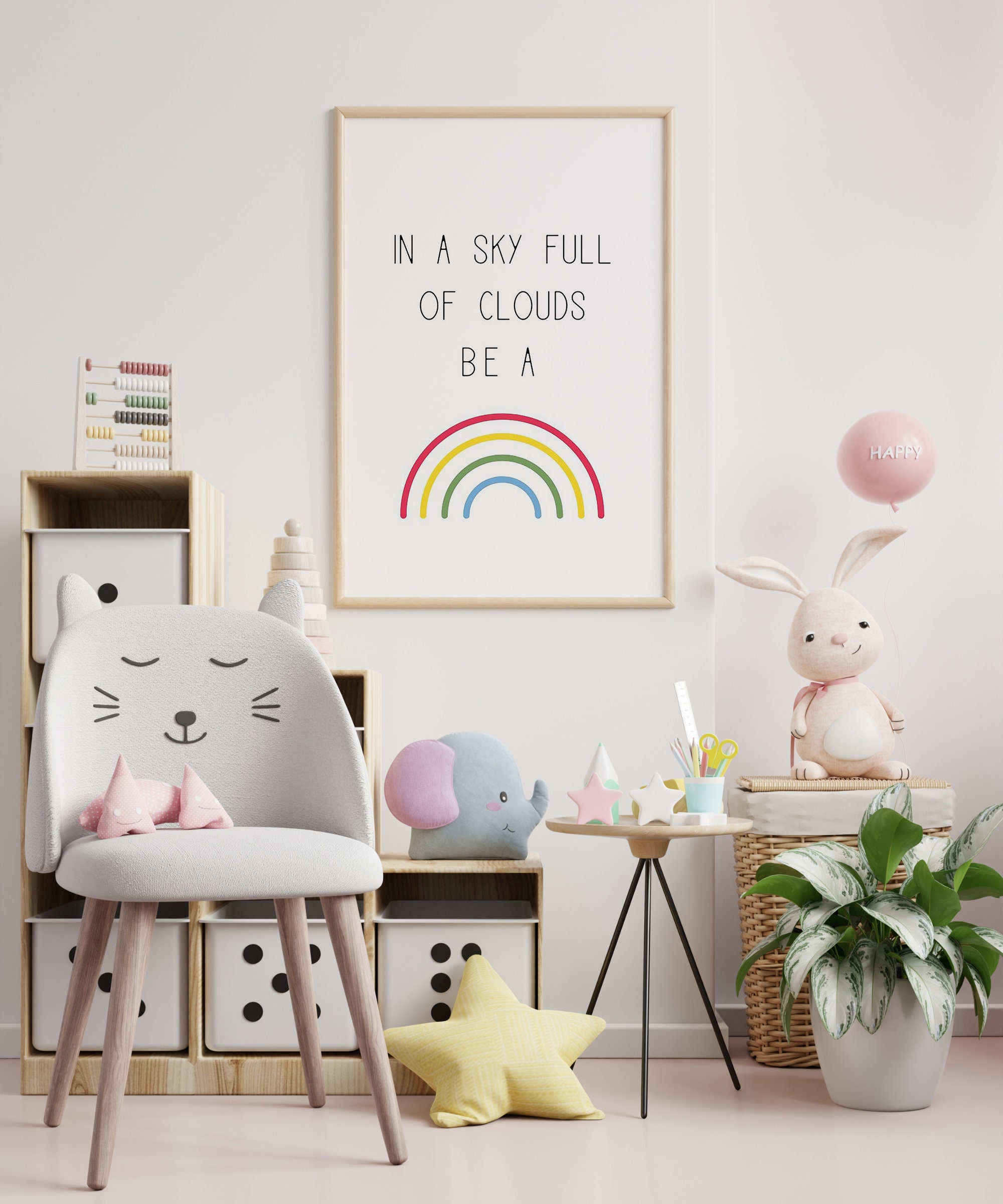 In a Sky Full of Clouds Be a Rainbow Rainbow Art Kids Room - Etsy