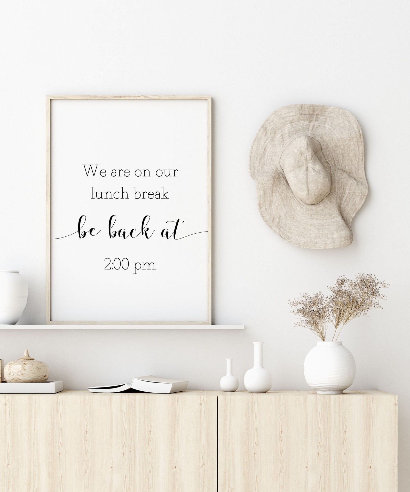 We Are on Our Lunch Break, Be Back at 2pm, Office Sign, Lunch Break ...