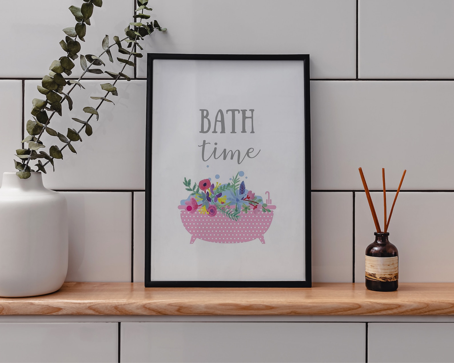 Bath Time Sign, Bath Time Print, Printable Bathroom Art, Bathroom Wall ...