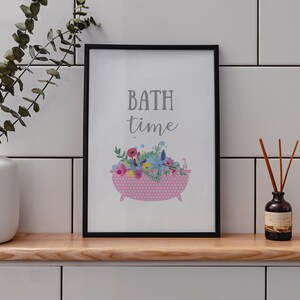 Bath Time Sign, Bath Time Print, Printable Bathroom Art, Bathroom Wall ...