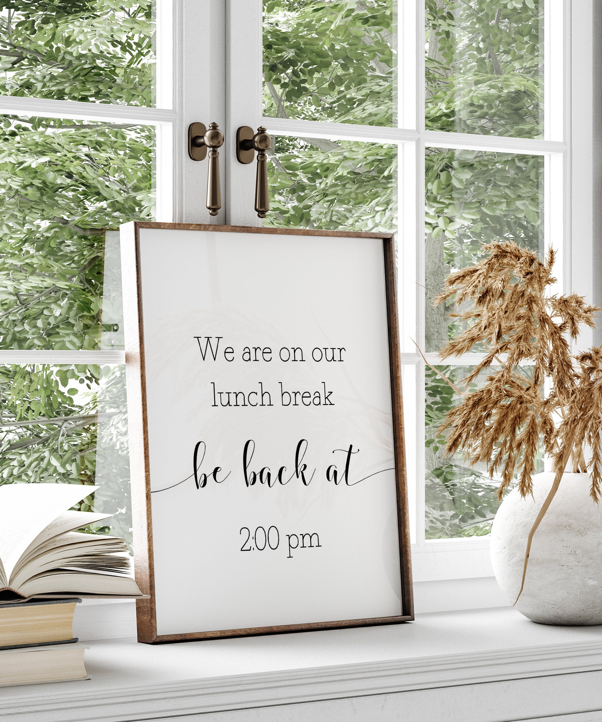 We Are on Our Lunch Break, Be Back at 2pm, Office Sign, Lunch Break ...