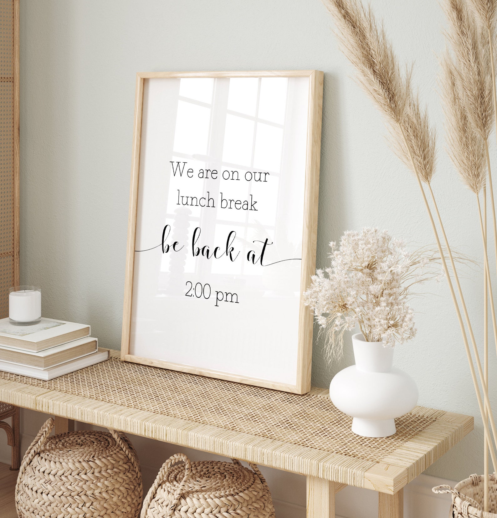 We Are on Our Lunch Break, Be Back at 2pm, Office Sign, Lunch Break ...