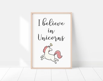 Printable Unicorn Wall Art Girl Room Unicorns Theme Decor - Etsy
