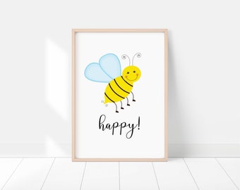 Bee Happy Poster - Etsy