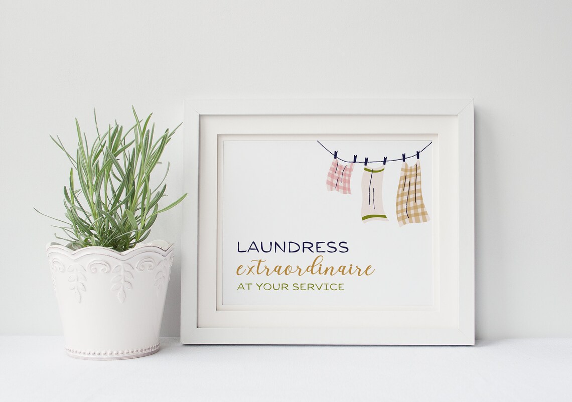 Laundress Extraordinaire at Your Service, Laundry Room Art, Laundry ...