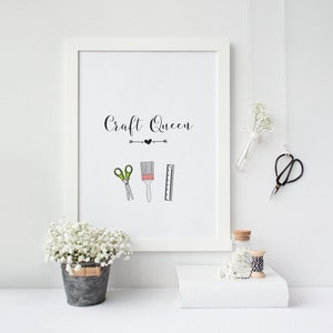 Craft Queen, Craft Room Sign, Craft Room Wall Art, Sewing Room Sign ...