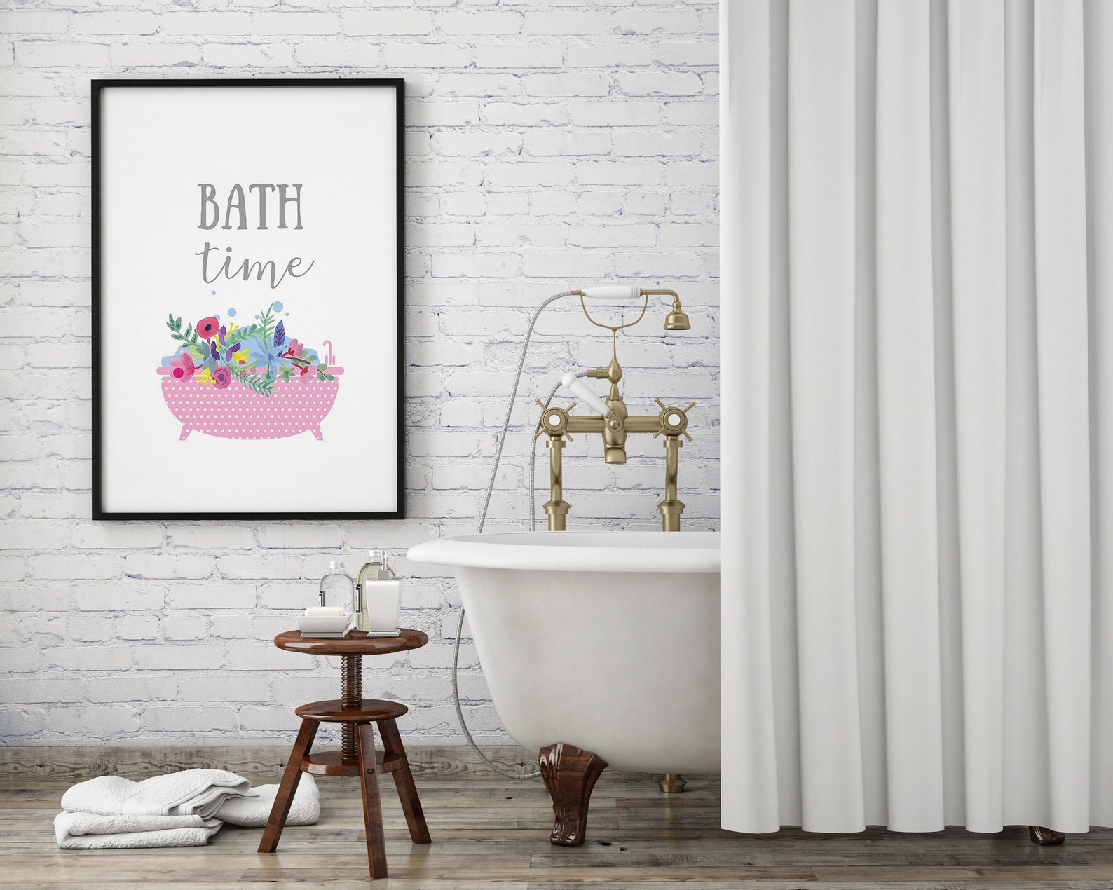 Bath Time Sign, Bath Time Print, Printable Bathroom Art, Bathroom Wall ...