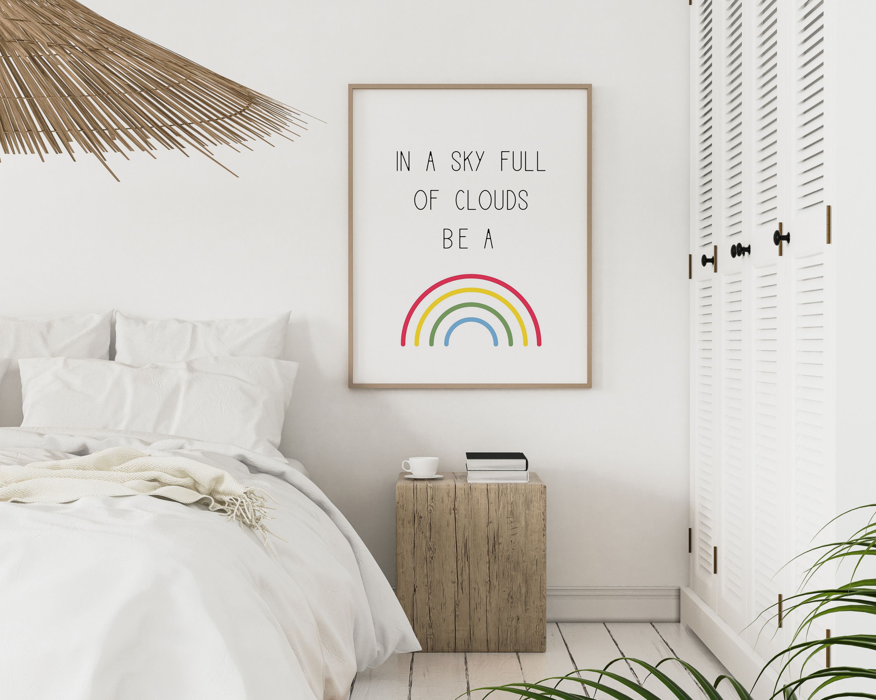 In a Sky Full of Clouds Be a Rainbow Rainbow Art Kids Room - Etsy