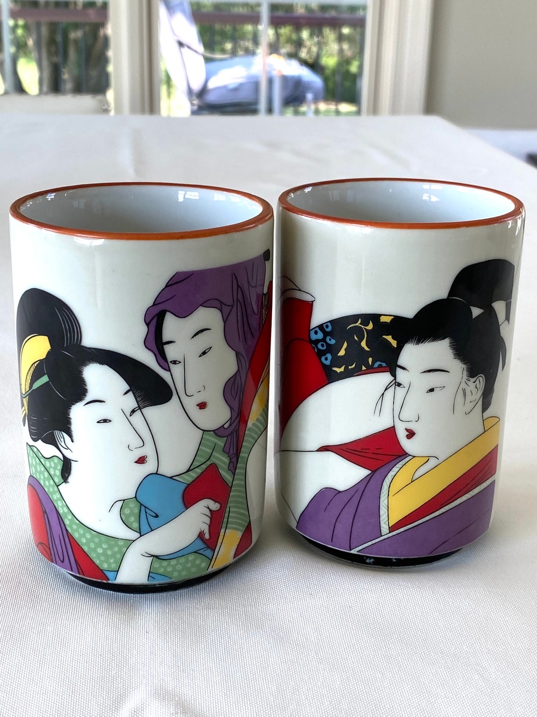 Geisha Girl Handleless Ceramic Mugs 12 Ounce Pair - Etsy