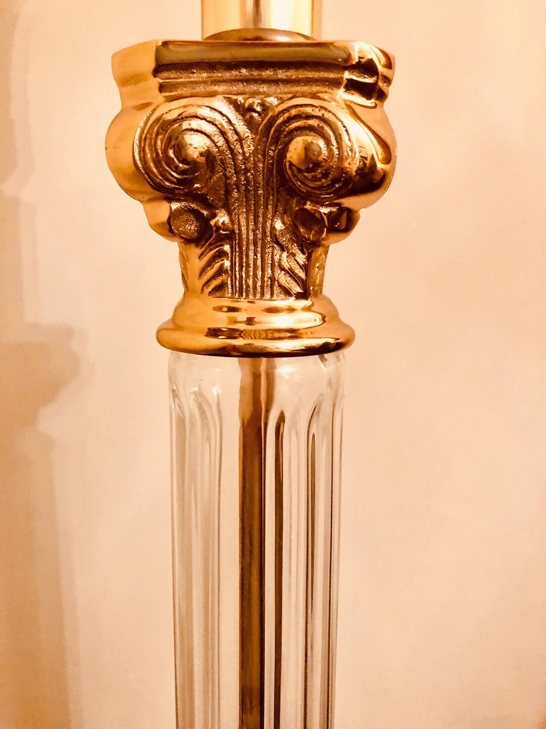 Lucite and Brass Corinthian Column Style Tall Table Lamp - Etsy