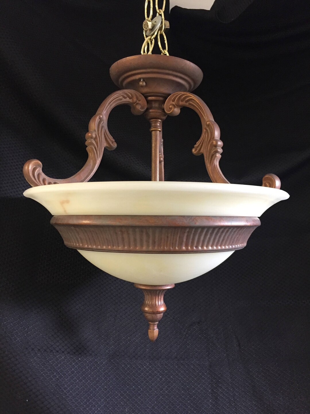 16" Classic Style Semi Flush Three Bulb Light Fixture Bronze Coloring ...