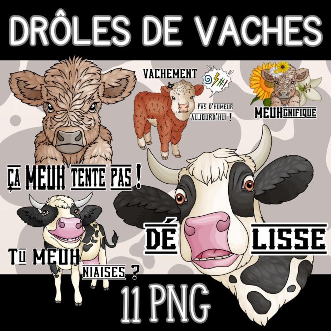 Funny Cows PNG Quebec Humor - Etsy