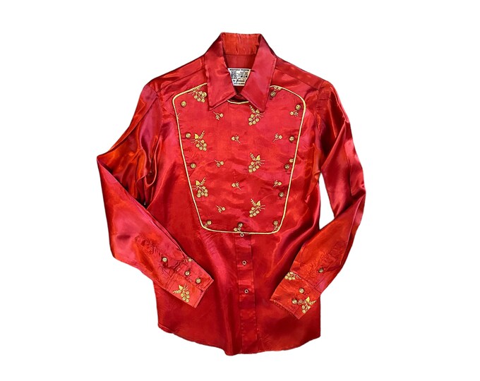 Vintage 1970s to 1980s Gold Embroidered Western Shirt by Panhandle Slim ...