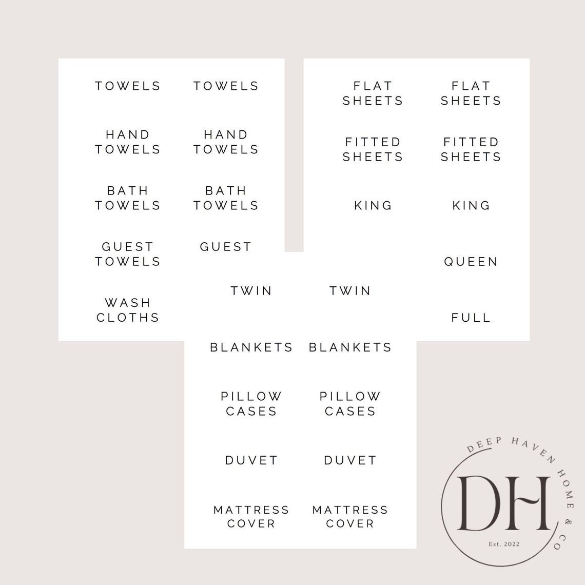Linen Closet Organization Labels Minimalistic Printable Digital ...