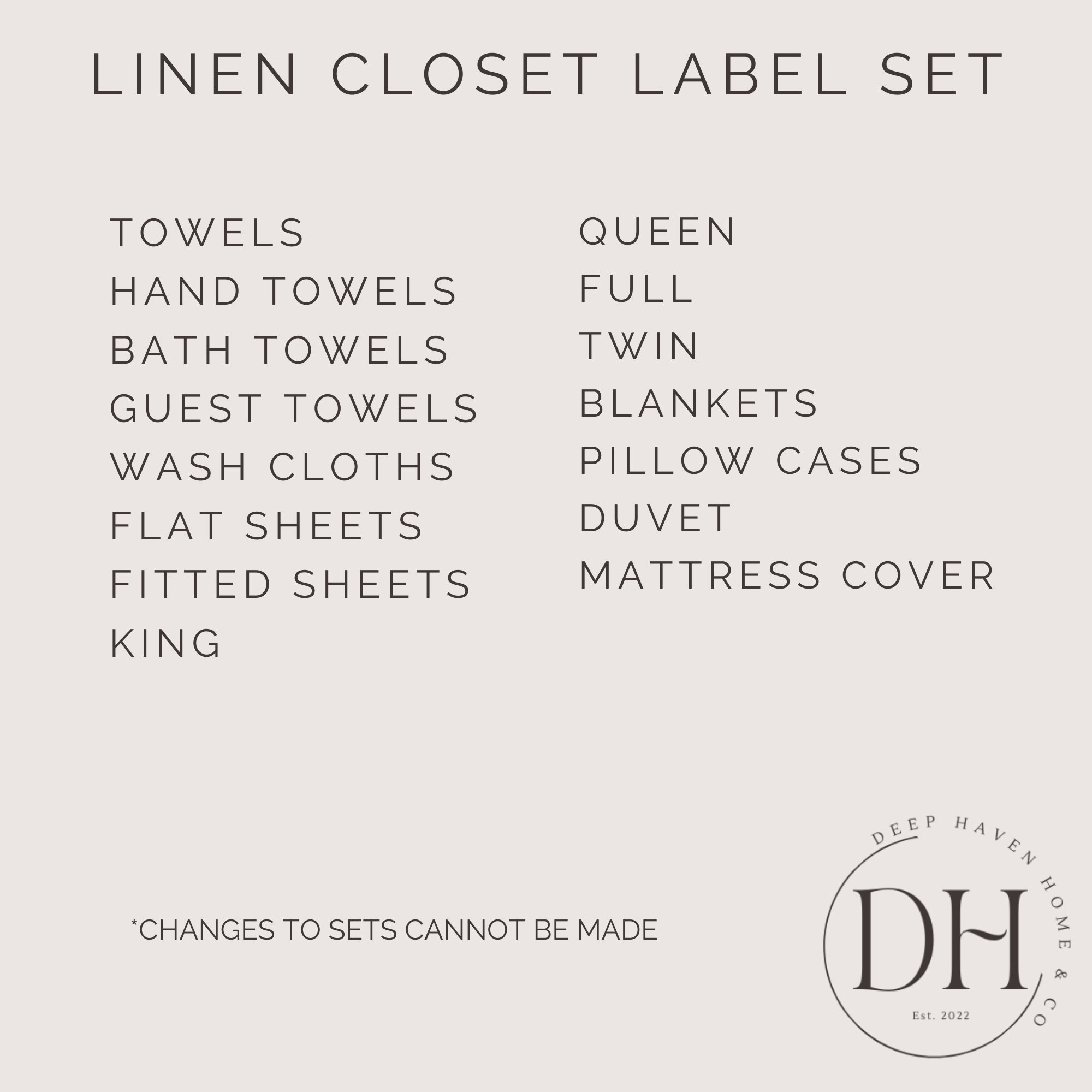 Linen Closet Organization Labels Minimalistic Printable Digital ...