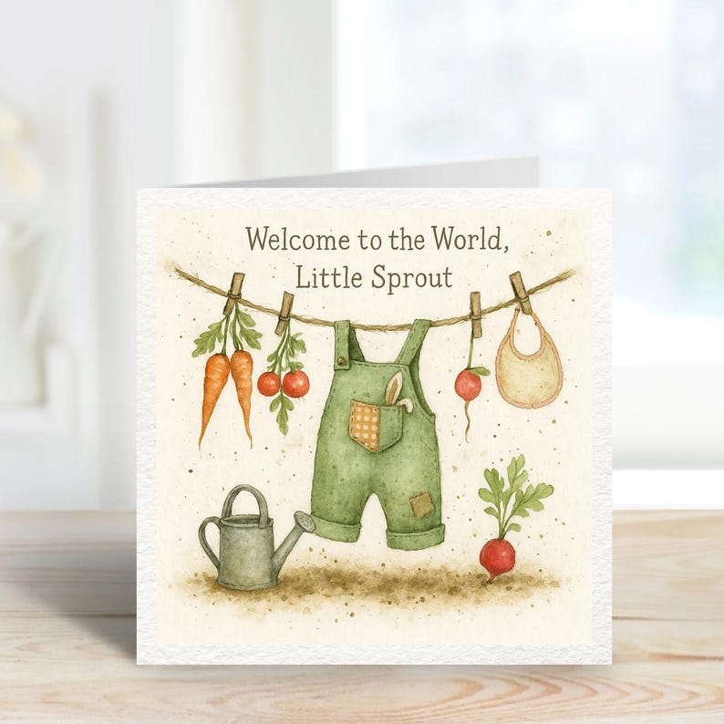 Welcome to the World Little Sprout Card – New Baby Greeting Card ...