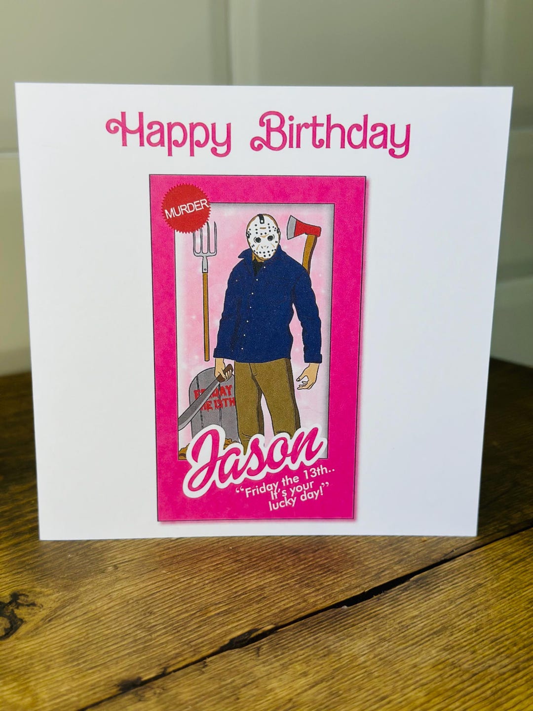 Jason - Barbie - Friday the 13th - Blank Greeting Card - Personalised ...