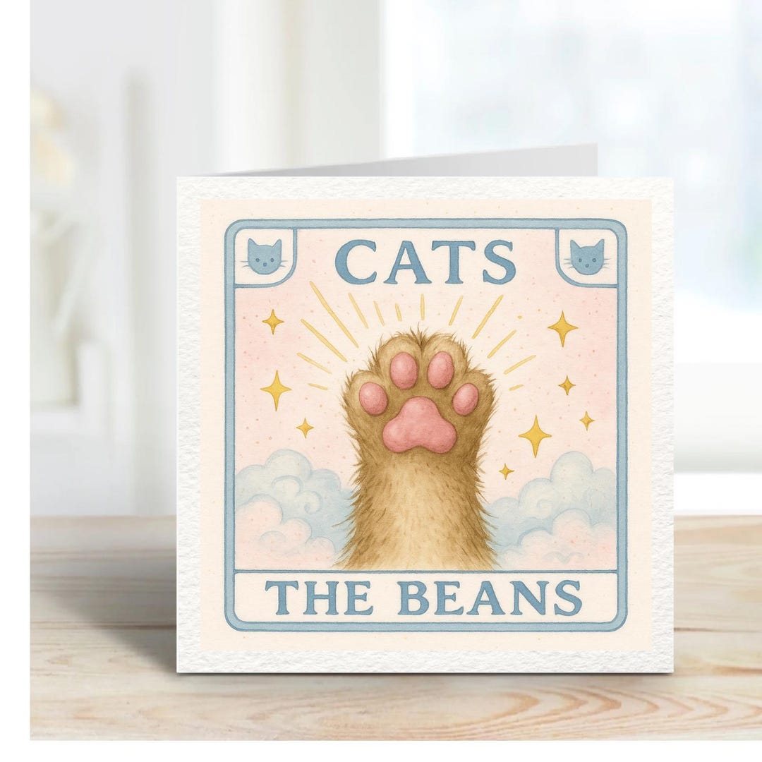 Cats the Beans Greeting Card – Cute Cat Paw Beans Card, Funny Cat Lover ...