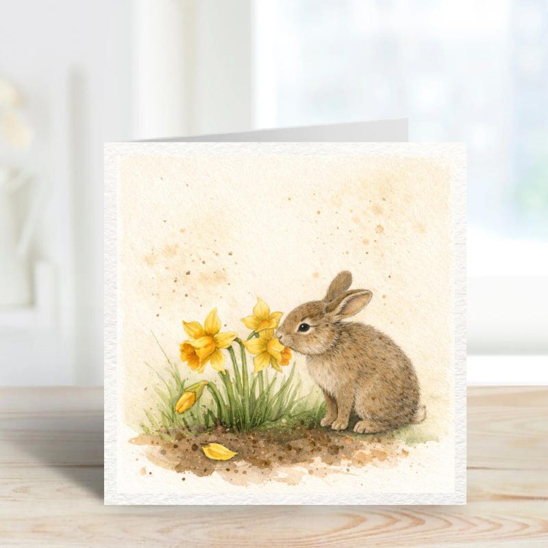 Cute Rabbit Birthday Card - Etsy
