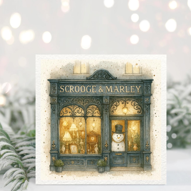 Scrooge & Marley Christmas Card | Dickens Inspired Shop Front ...