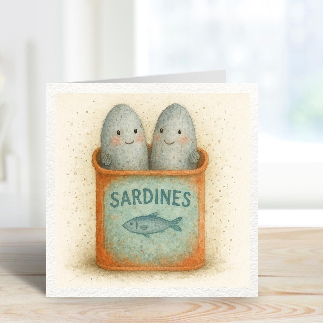 Cute Sardines in a Tin Card – Funny Anniversary Card, Pun Friendship ...