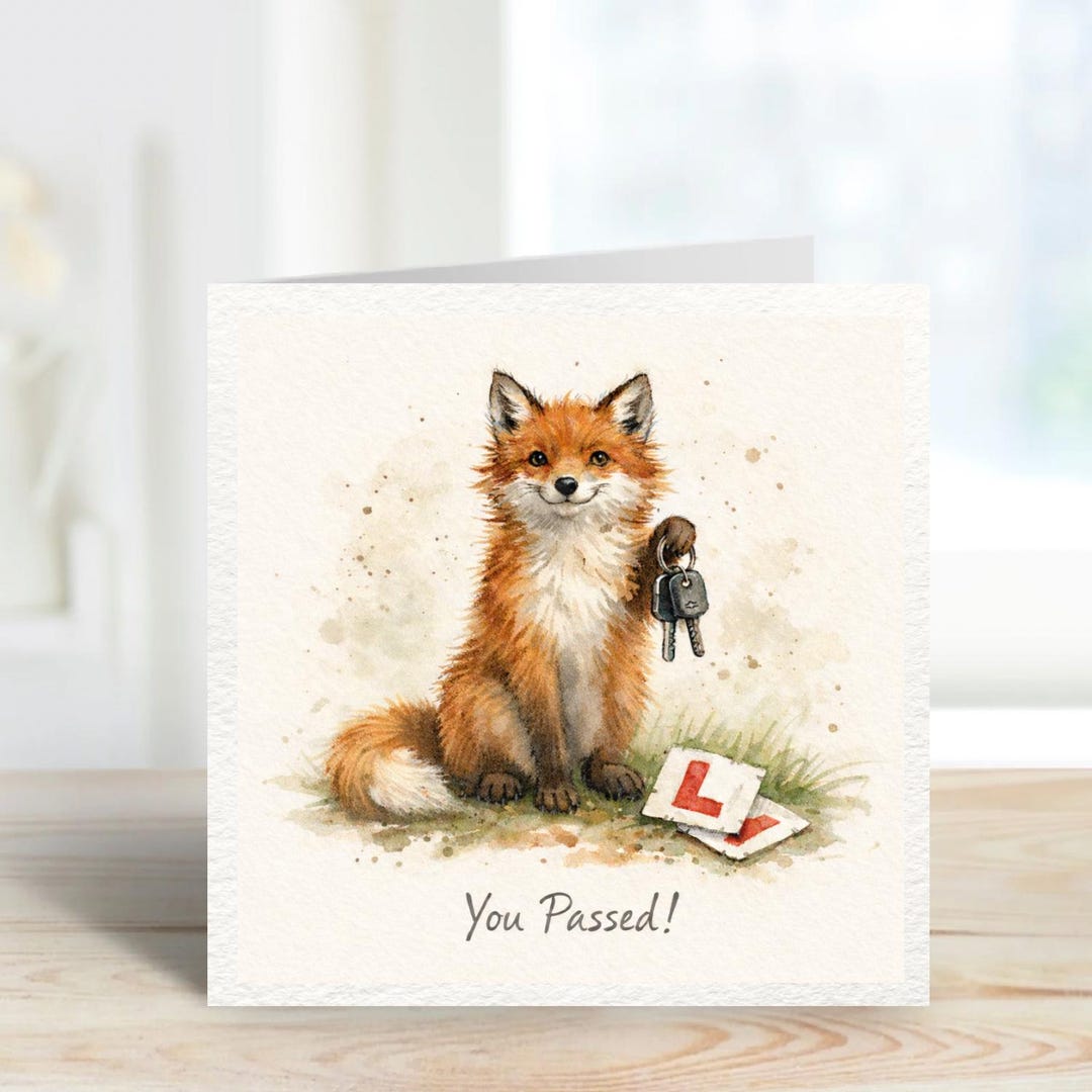 You Passed Card | Cute Fox Driving Test Congratulations Card | New ...