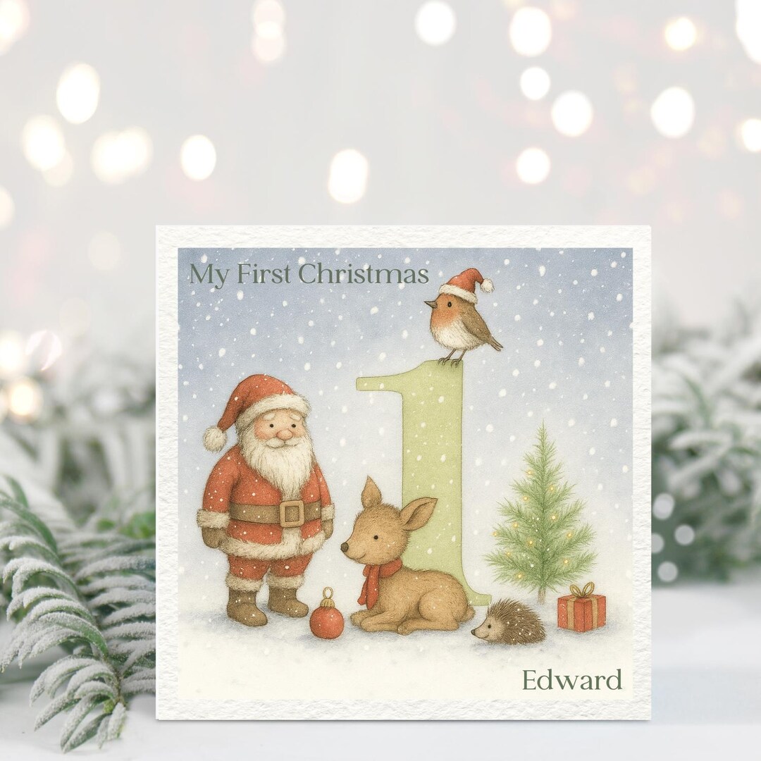My First Christmas Card – Personalised Baby’s 1st Xmas – Santa ...