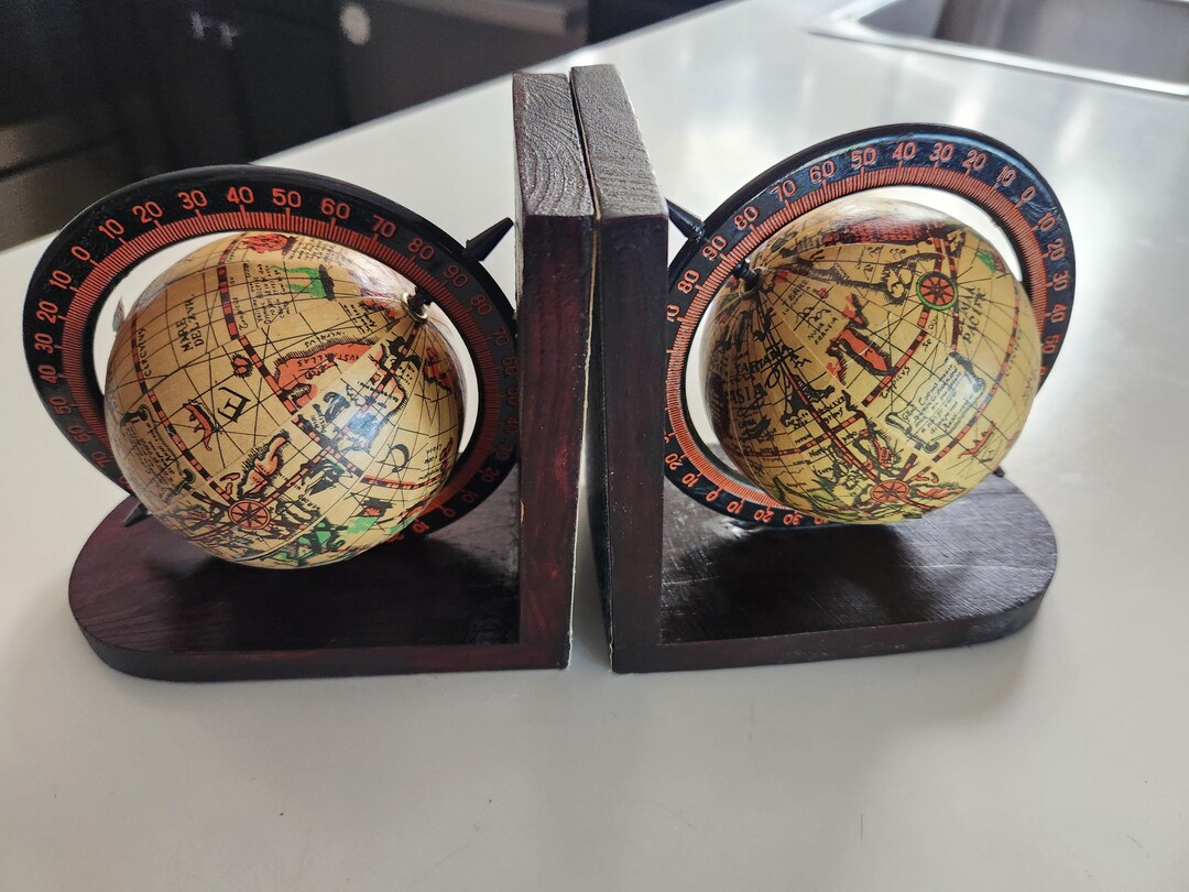 Vintage Colorful Globe Bookends - Etsy