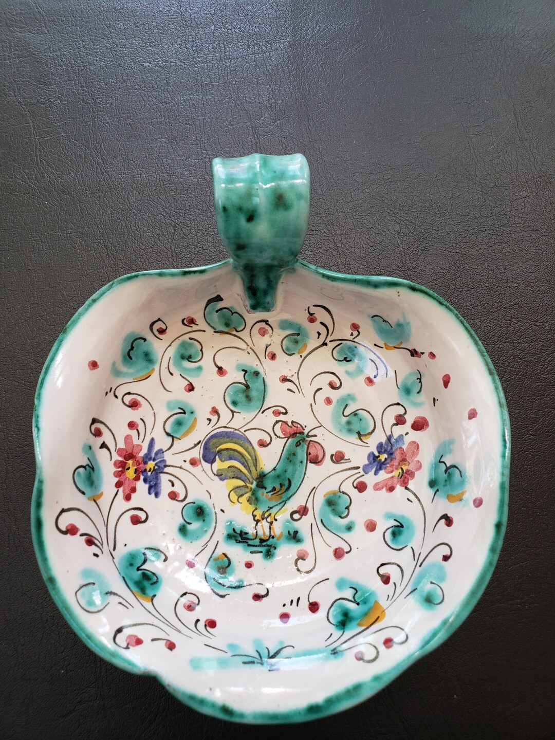 Small Candy Dish With Curled Edges Made in Italy With a Painted Rooster ...