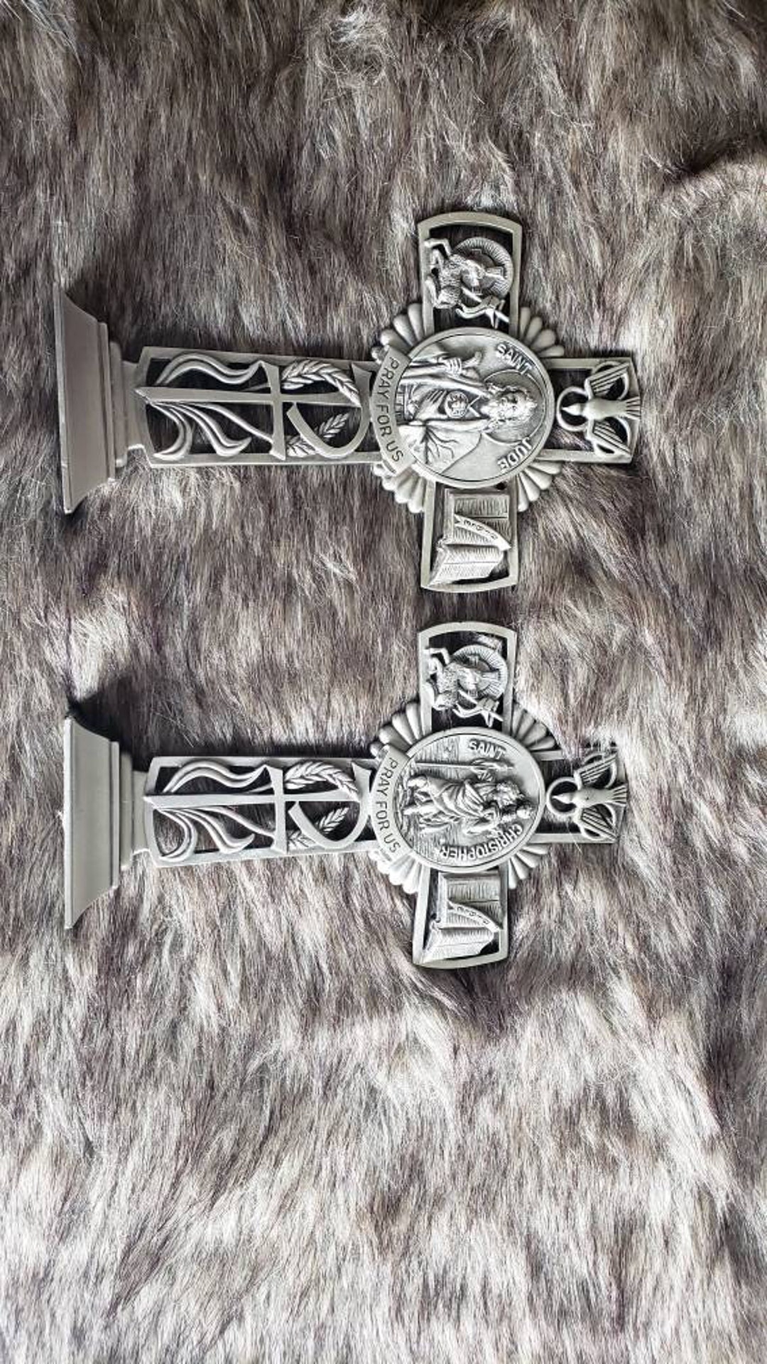 Set of 2 Fine Pewter Crosses With St Jude and St Christopher - Etsy