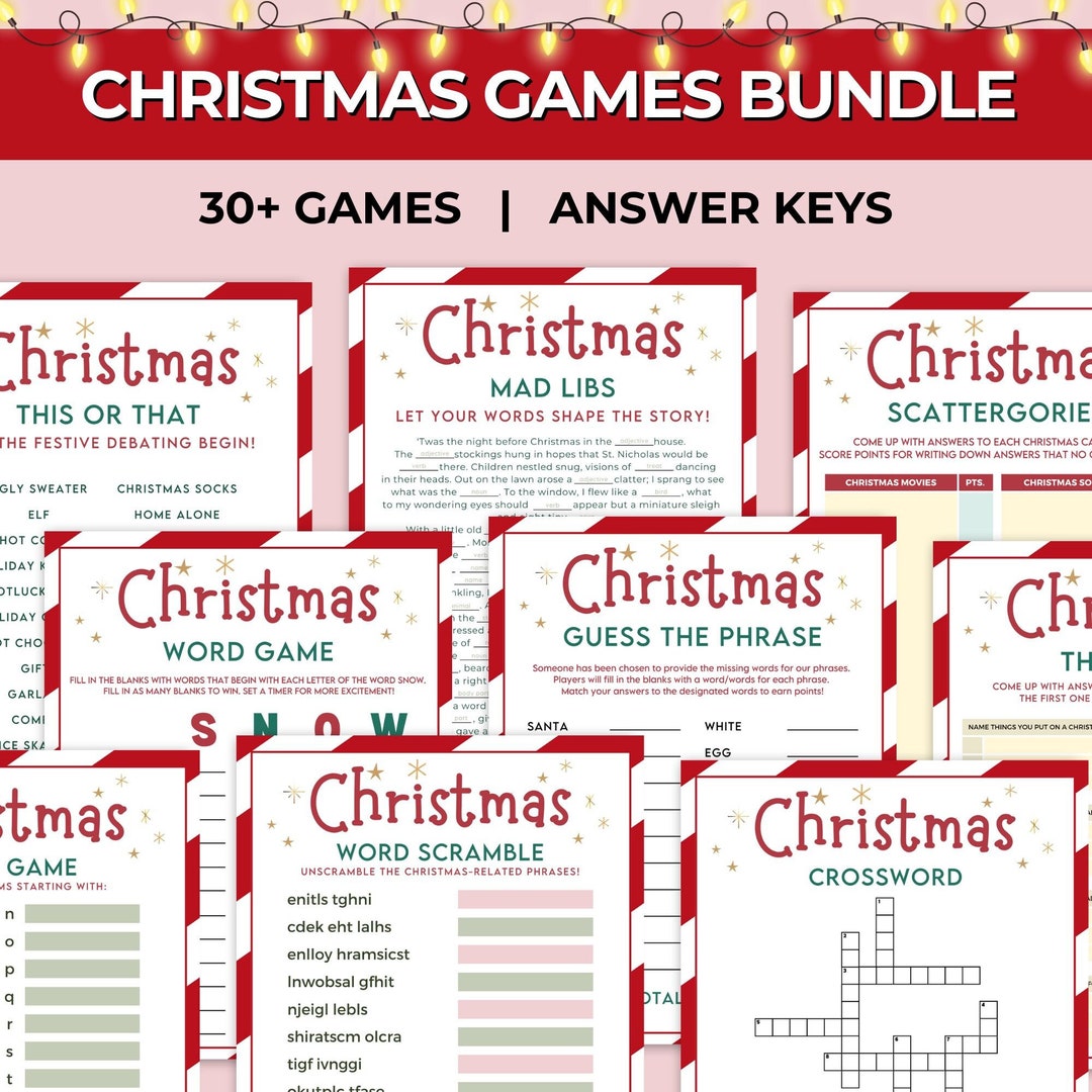 Huge Christmas Party Games Bundle Festive Home or Office Fun, Holiday ...