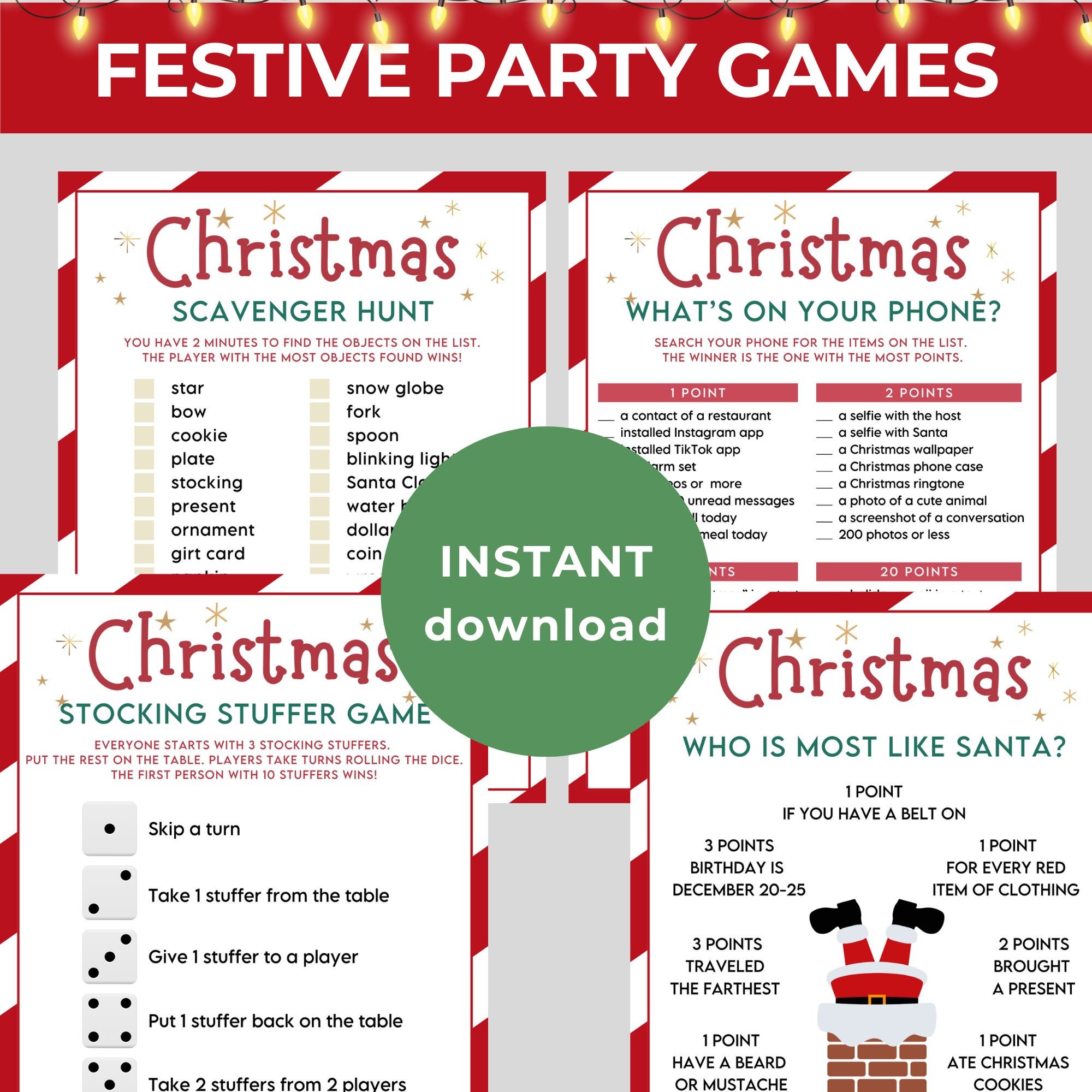 Huge Christmas Party Games Bundle Festive Home or Office Fun, Holiday ...